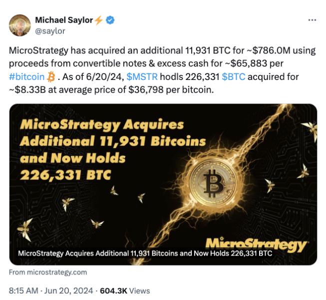 Michael Saylor ups BTC price forecast to $13M in mega-bullish keynote — Bitcoin 2024 ...