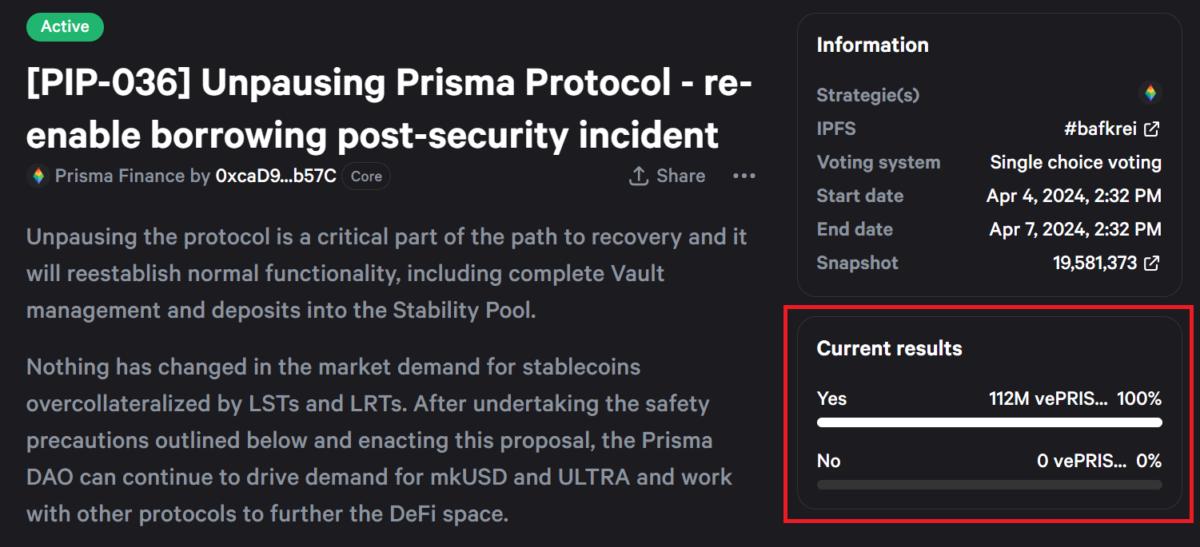 Prisma Finance eyes protocol restart with DAO support — TradingView News