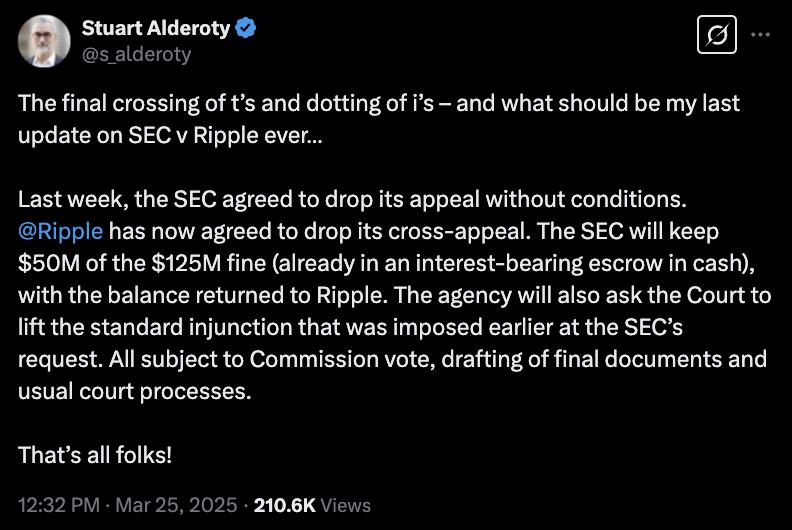 Ripple will drop cross-appeal in SEC case, get refund from lower court ruling — TradingView News