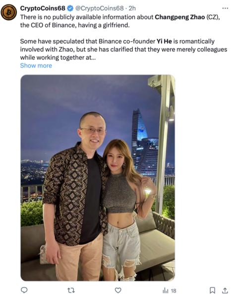 Binance co-founder He Yi says CZ received ‘most optimal outcome’ — TradingView News