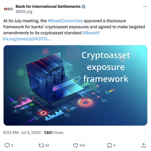 Basel Committee finalizes crypto exposure rules for banks — TradingView News