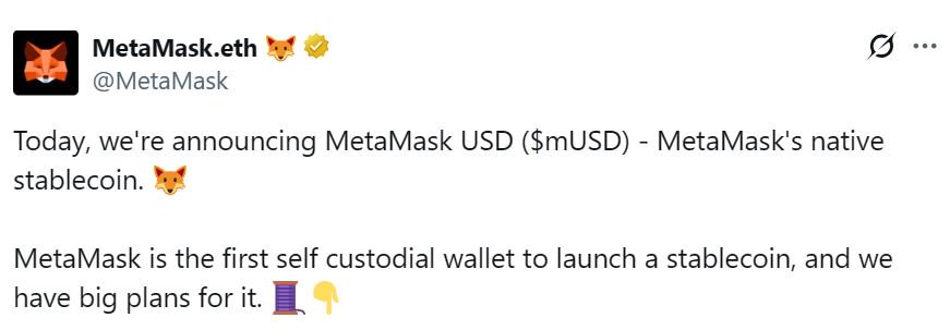 MetaMask to roll out wallet-native mUSD dollar stablecoin — TradingView News