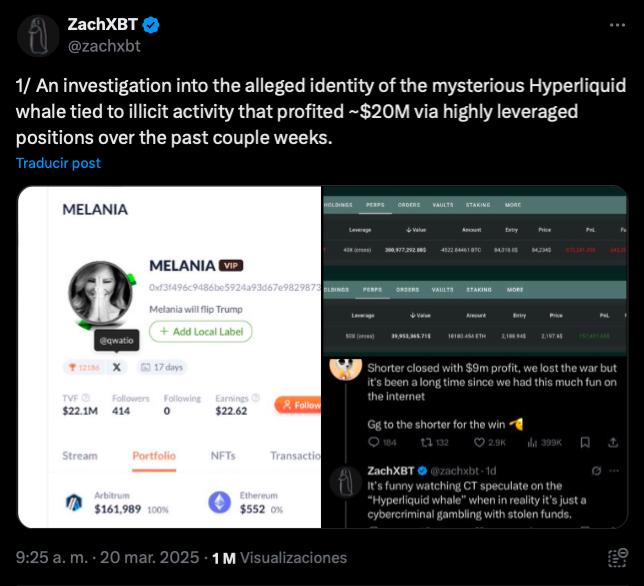 Crypto Sleuth Claims Mysterious $20M ‘Hyperliquid Whale’ Is Tied To Illicit Activity ...